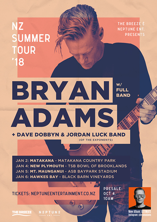 Bryan Adams announces New Zealand summer tour – Muzic.NZ