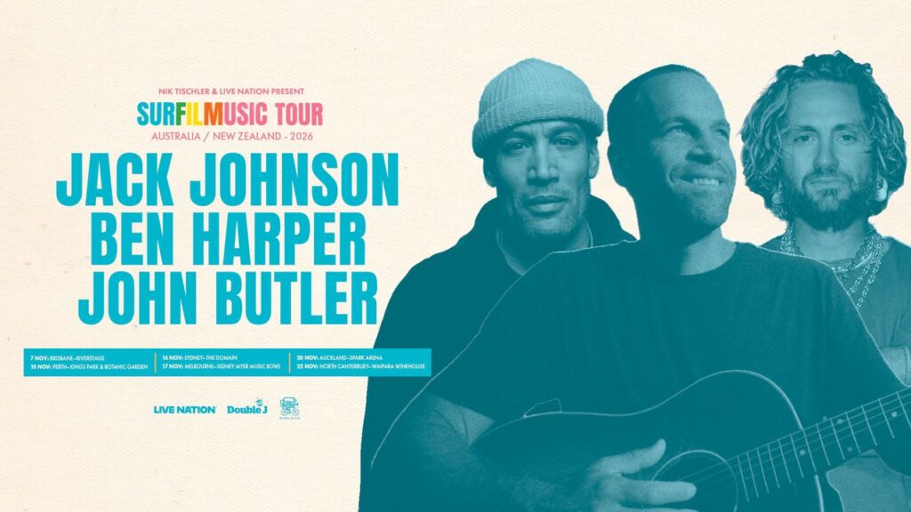 Jack Johnson Announces 2026 NZ Tour w/ Ben Harper & John Butler – Muzic.NZ