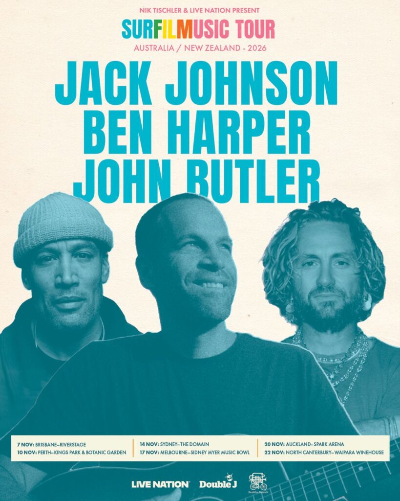Jack Johnson Announces 2026 NZ Tour w/ Ben Harper & John Butler – Muzic.NZ
