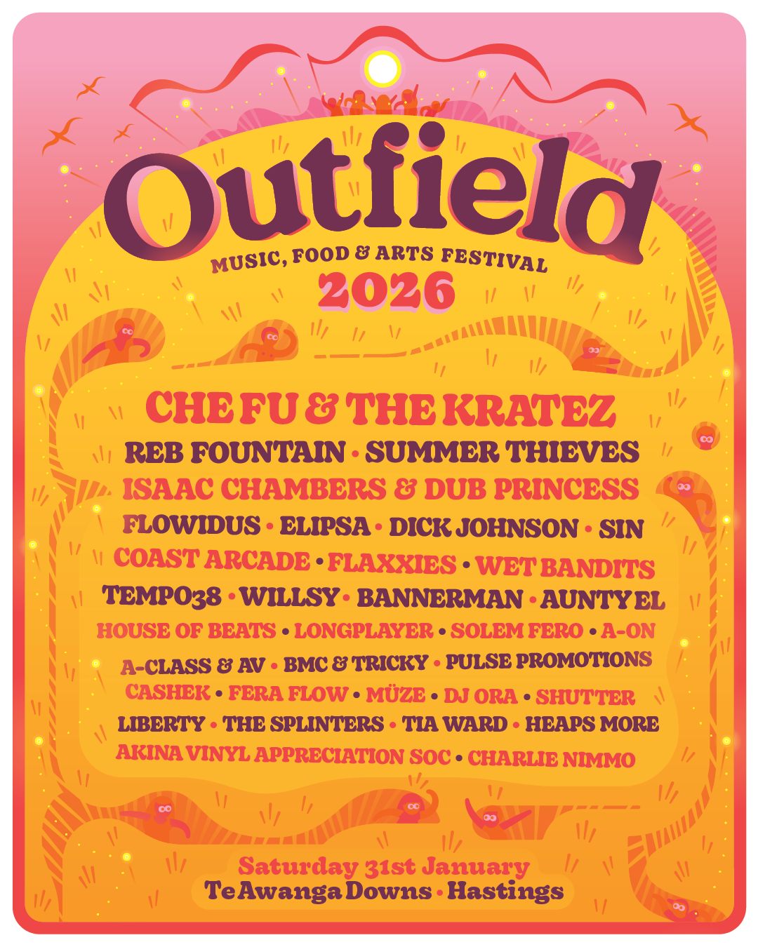 Announcing Outfield Music, Food & Arts Festival 2026 – Muzic.NZ
