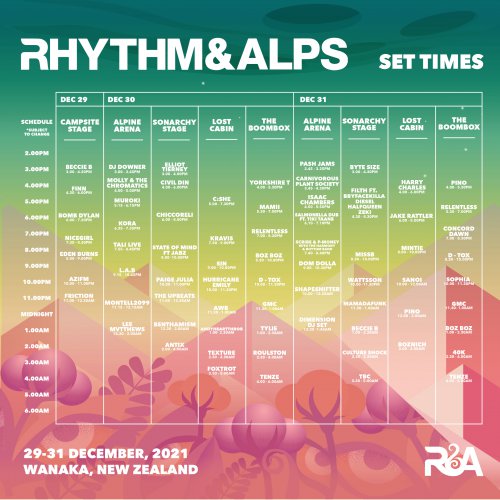 Rhythm & Alps release final line-up and festival stage schedule – Muzic.NZ